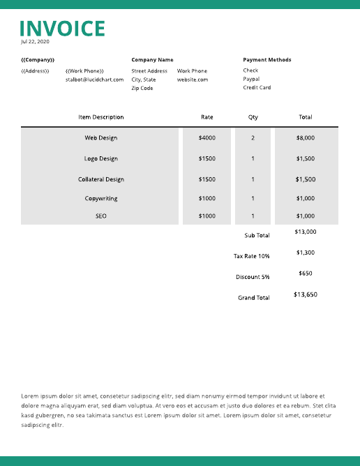 Traditional invoice template | Marq