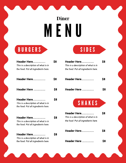 Pizza Take Out Menu Template | Marq